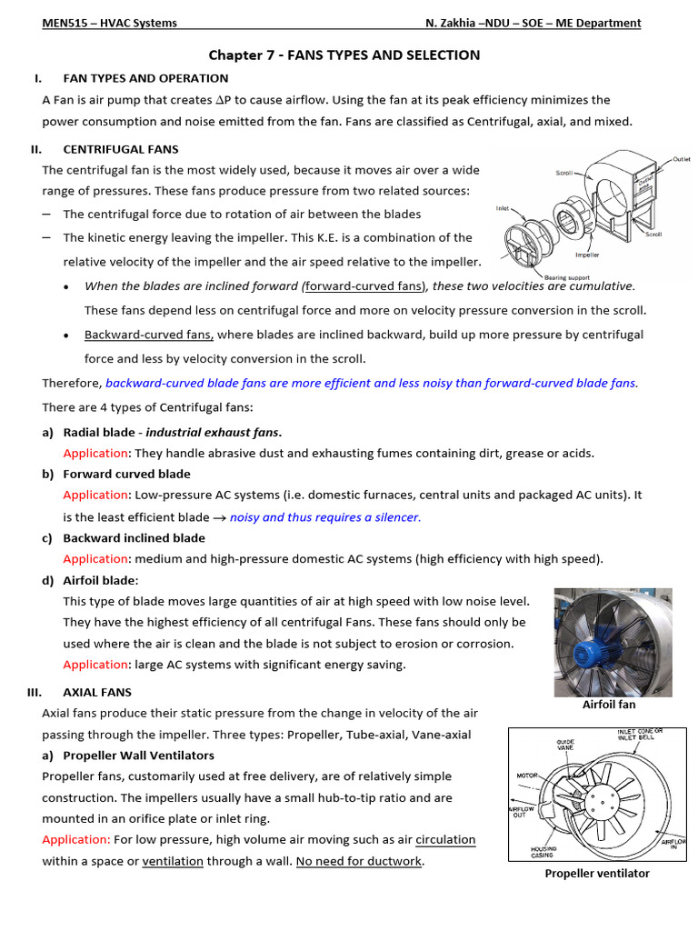 Chapter 7 - Fans Types and Selection | PDF | Building Automation ...