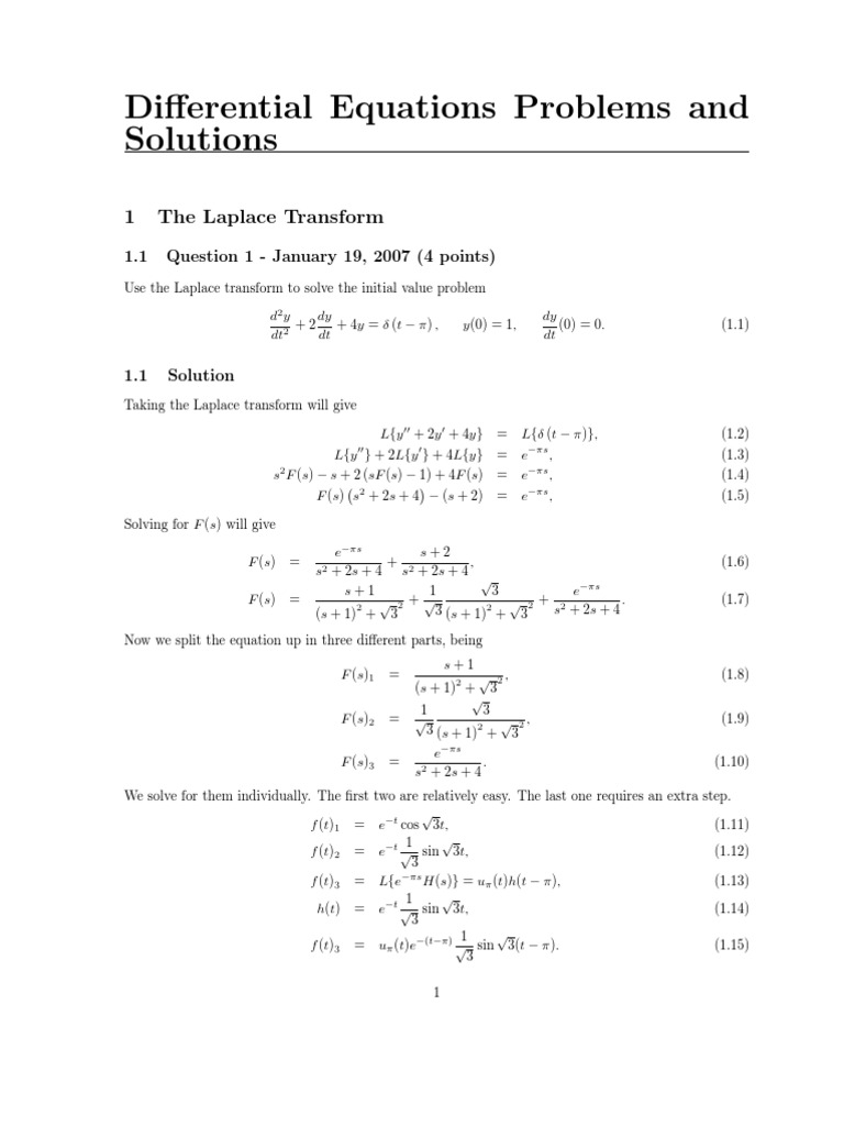 Differential Equations Problems and Solutions | PDF | Stability Theory ...