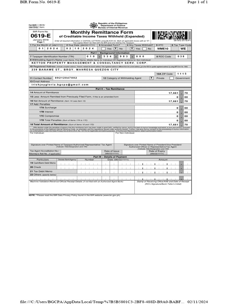 KPM-0619E-012024 with landbank receipt | PDF