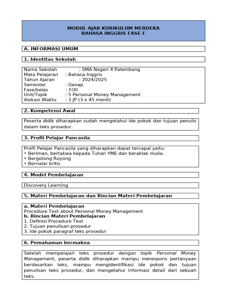 Modul Ajar CRT (Reading-Viewing) | PDF
