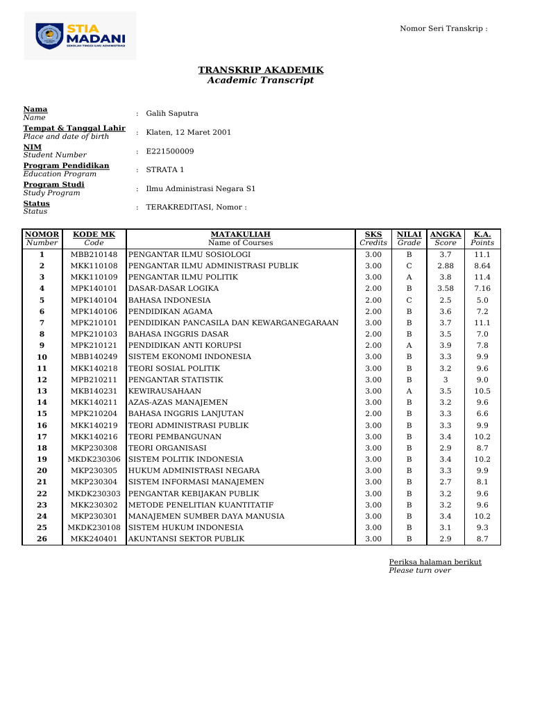 Cetak Transkrip v2 | PDF