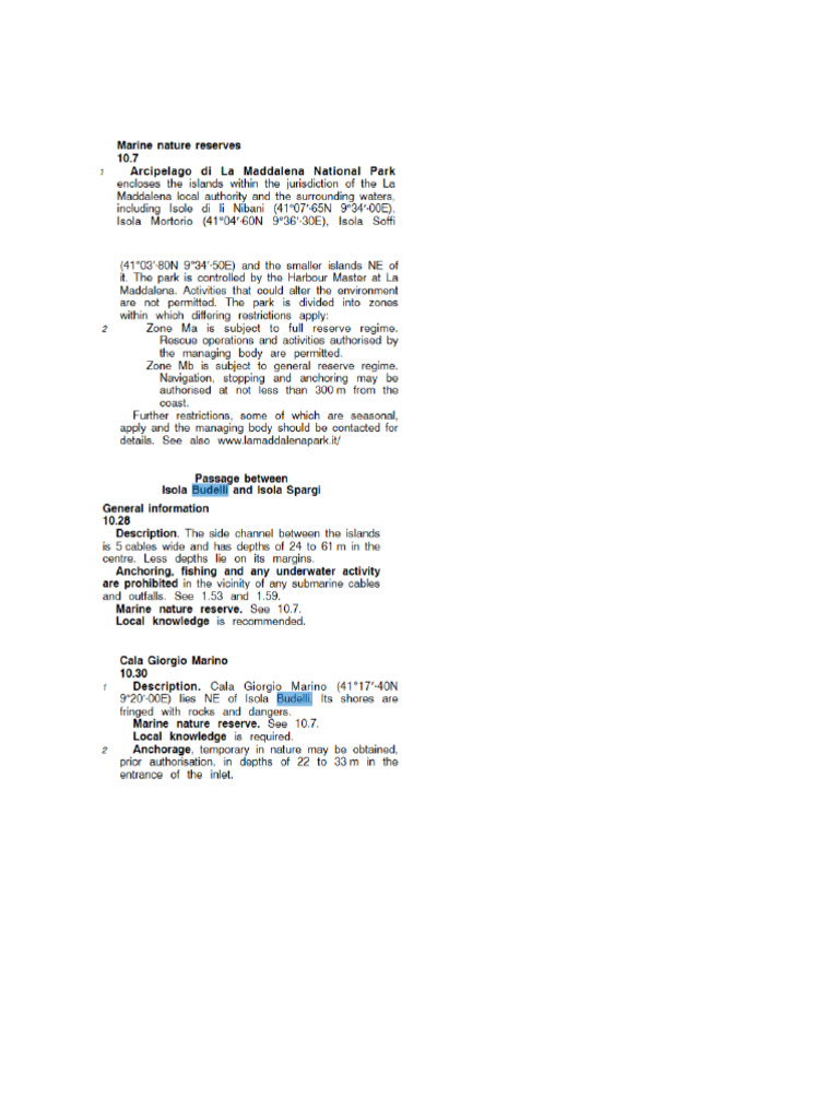 Budelli - La Maddelena - Sailing Directions | PDF