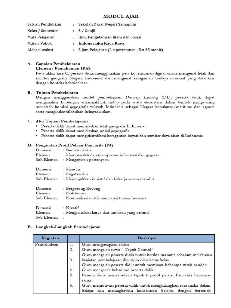 Modul Ajar - IPAS INDAH DWI NURPIANA | PDF