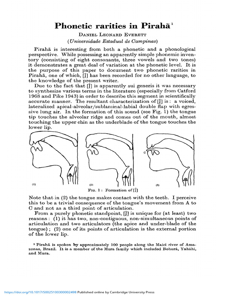 Phonetic Rarities in Piraha1 | PDF | Phonetics | Phonology
