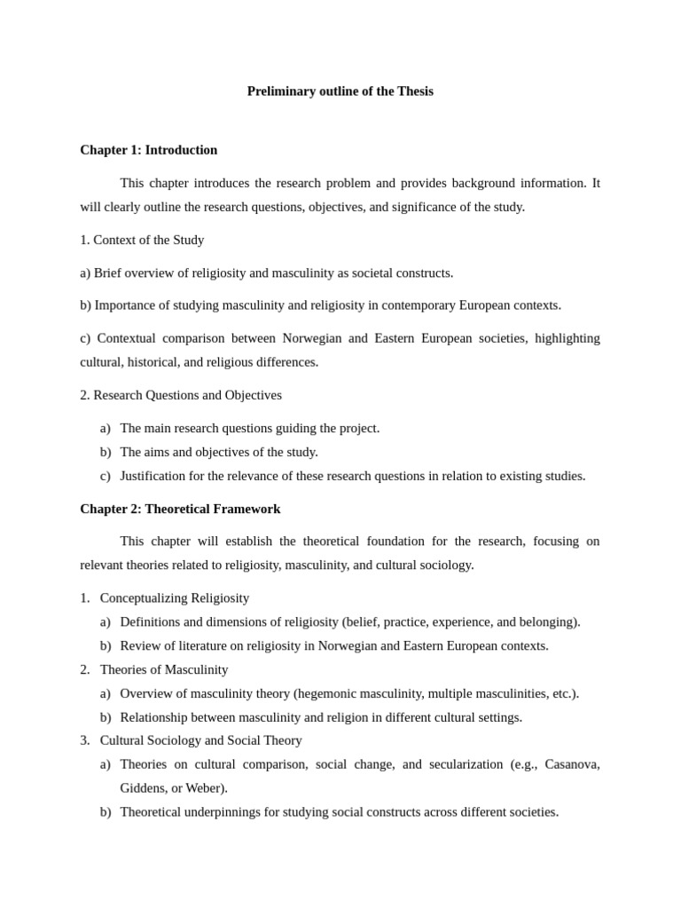 Preliminary Outline of The Thesis | PDF | Survey Methodology | Statistics