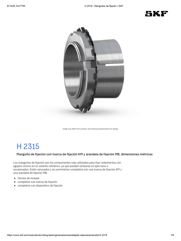H 2315 - Manguitos de Fijación - SKF | PDF | Red mundial | Internet y web