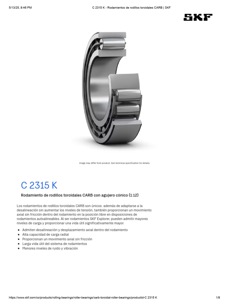 C 2315 K - Rodamientos de Rodillos Toroidales CARB - SKF | PDF | Red mundial | Internet y web