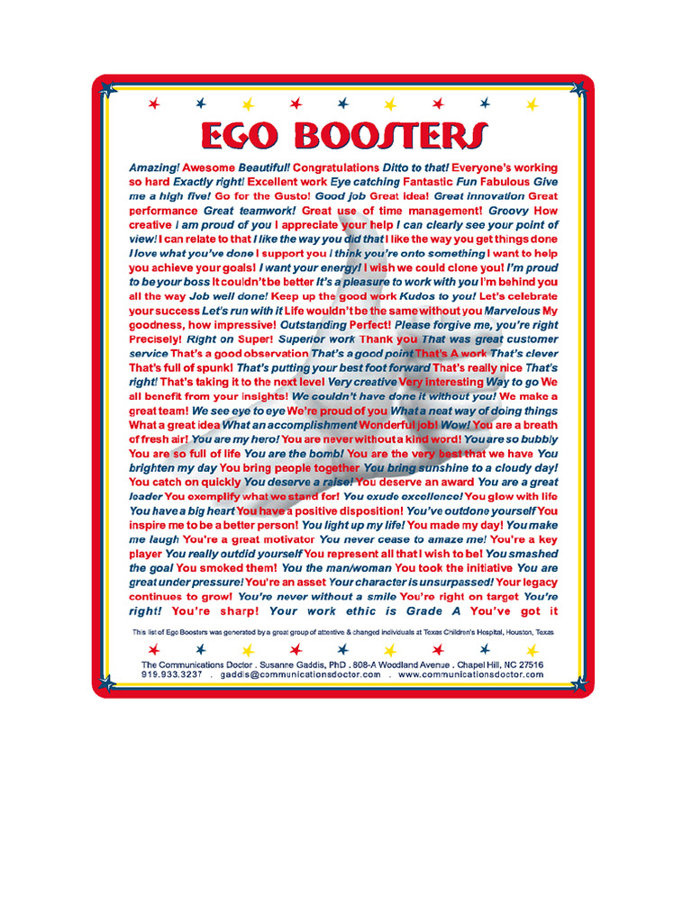 Ego Booster phrases for motivation | PDF