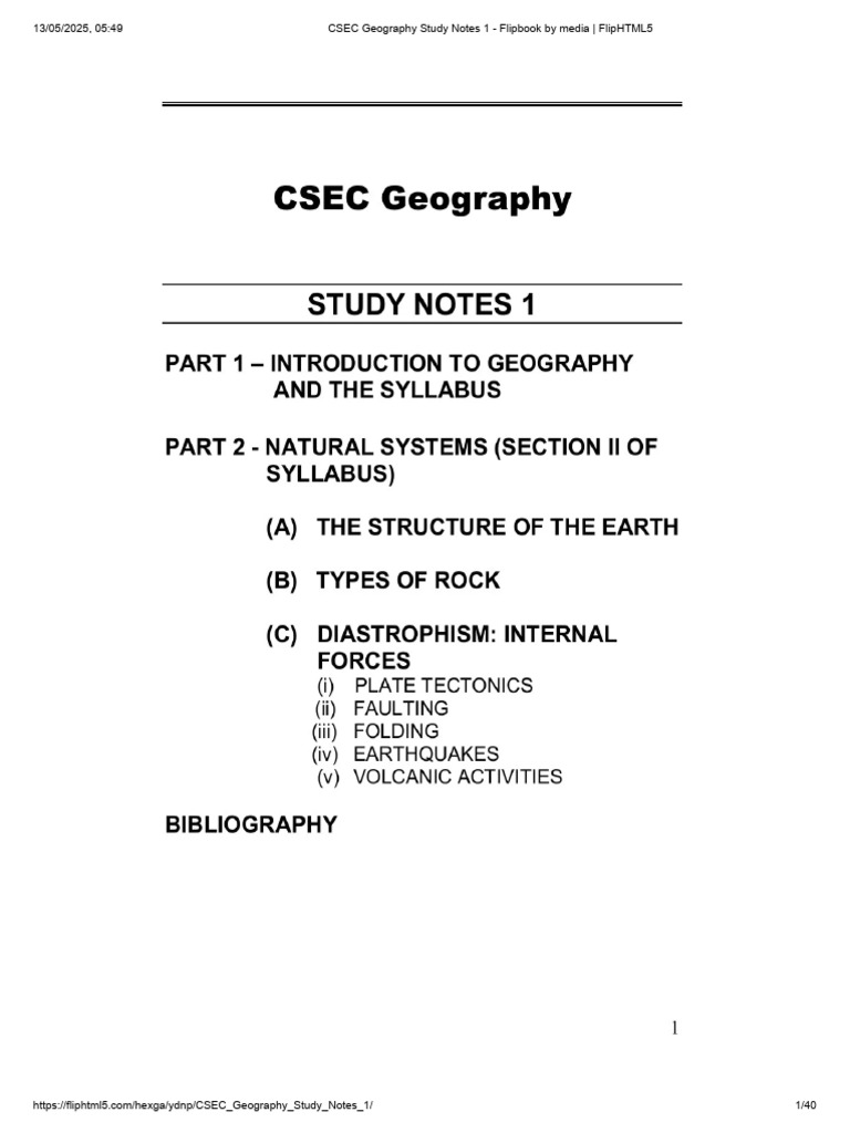 CSEC Geography Study Notes 1 - Flipbook by Media - FlipHTML5 | PDF