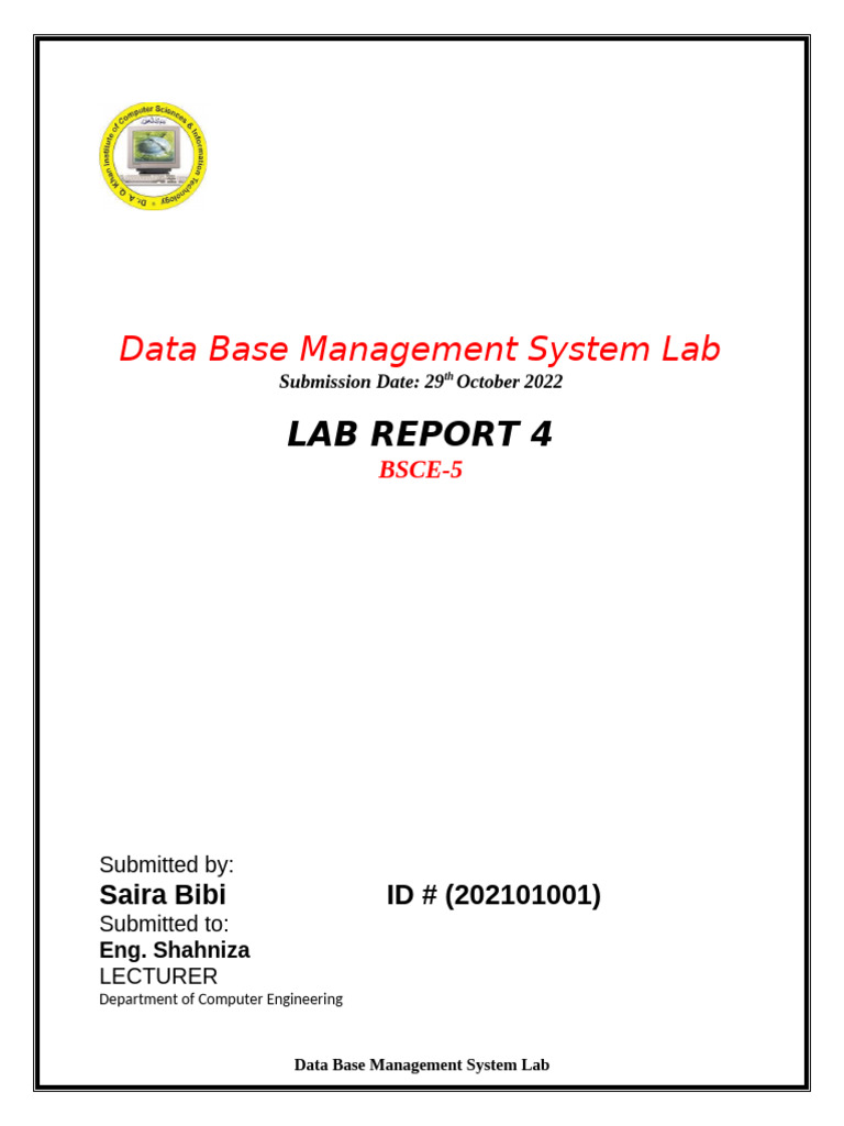 DBMS Lab 4 | PDF | Databases | Sql