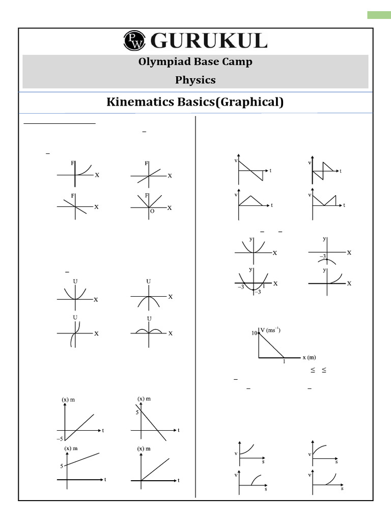 DPP 01 Kinematics Basics Graphical Physics Olympiad Base Camp Aamir | PDF | Acceleration | Velocity