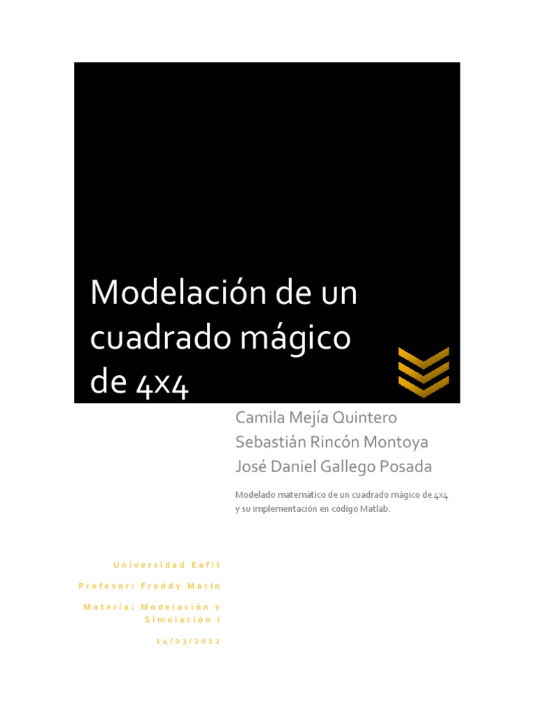 Cuadrados Mágicos 4x4 en Matlab | PDF | Objetos matemáticos | Enseñanza ...