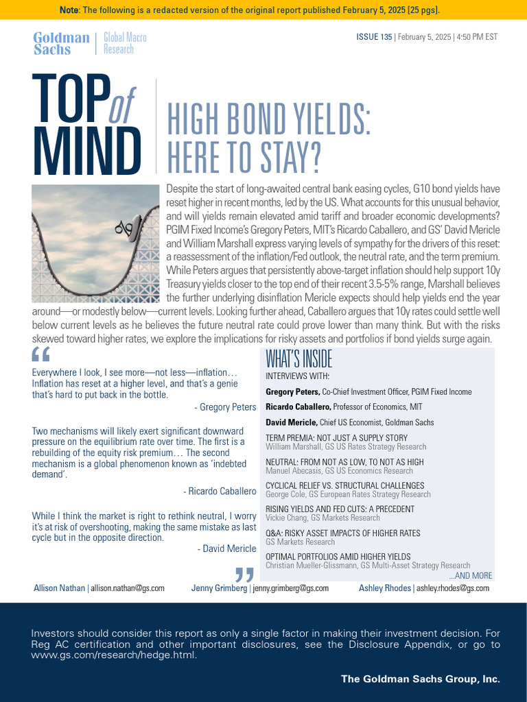 GS High Bond Yields 1738885361 | PDF | Inflation | Bonds (Finance)