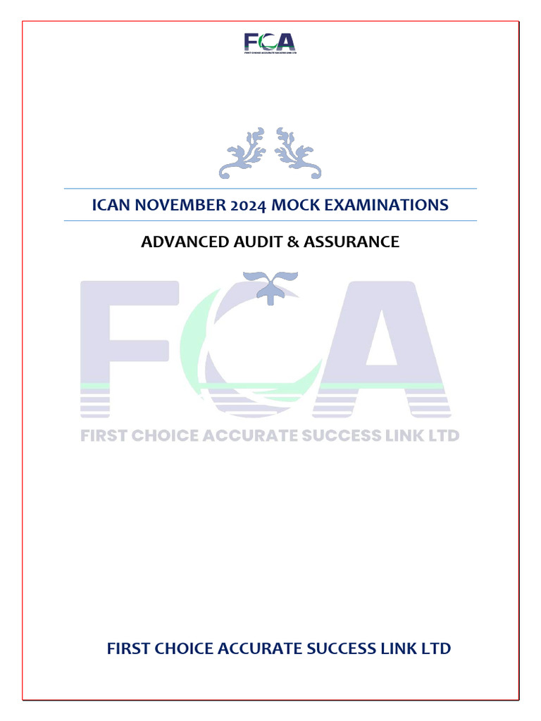 Fca Aaa Sol Ican Nov 2024 Mock | PDF | Audit | Auditor's Report