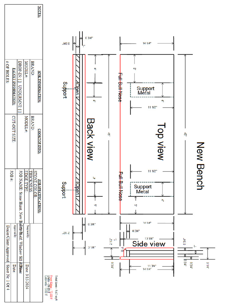 Stone Hurst. New Bench-Shelf. Window Sill & Riser_shop_sheet | PDF