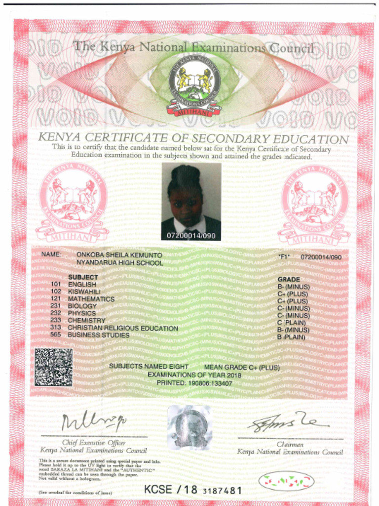 Kcse Certificate | PDF