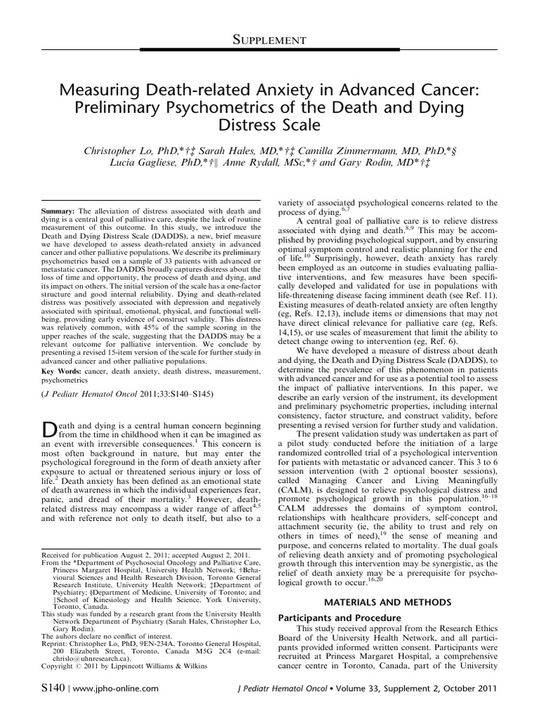 Psychometrics of the Death Distress Scale | PDF | Factor Analysis ...