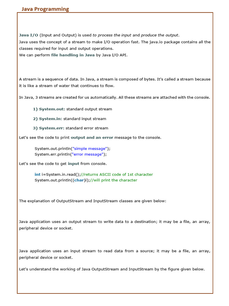 CSE307 - Unit3 - Java Input and Output | PDF | Input/Output | Computer File