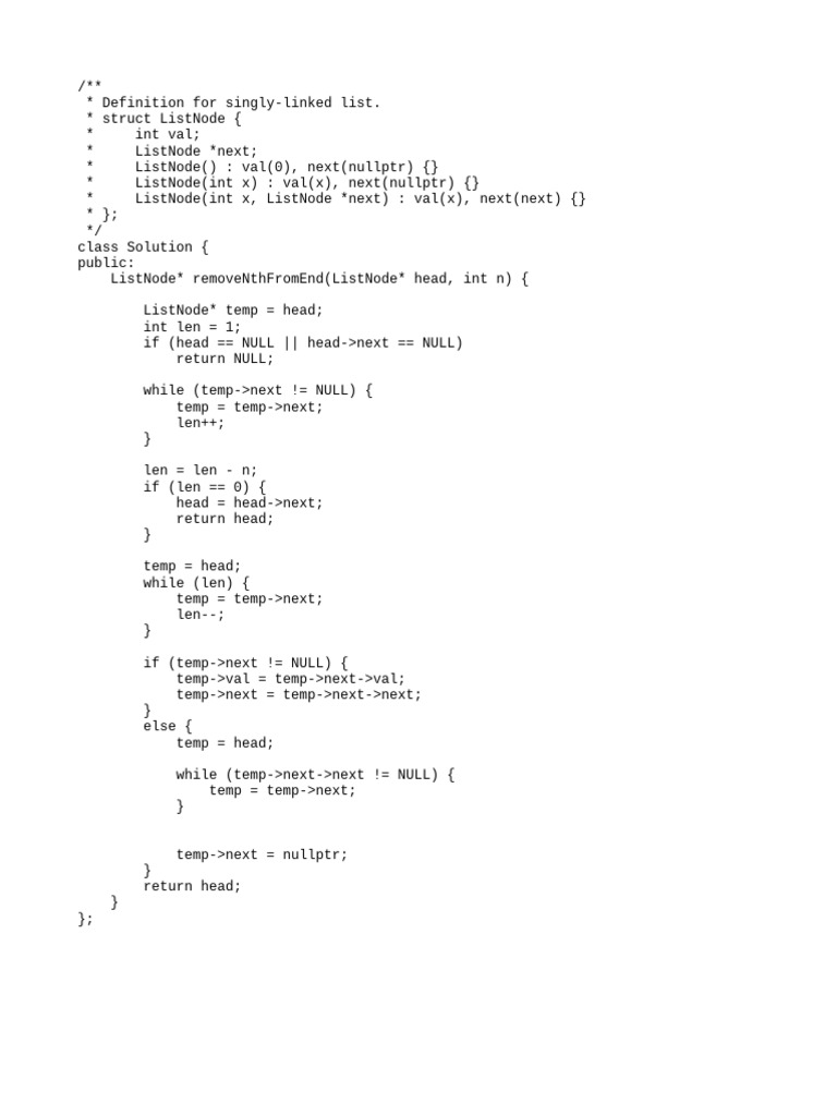 Remove NTH Node From End | PDF