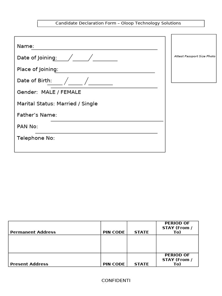 Candidate Declaration Form - Oloop Technologies | PDF