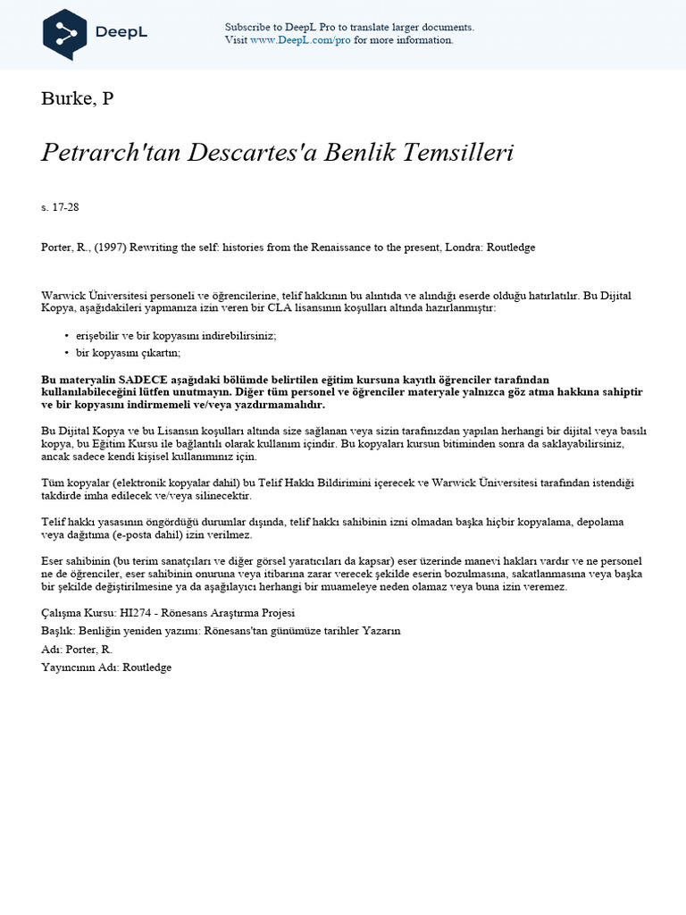 PETER BURKE-REPRESENTATIONS OF THE SELF FROM PETRARCH TO DESCARTES TR | PDF