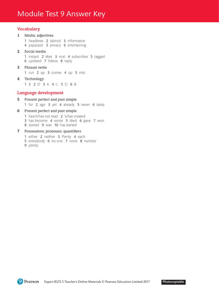 CB 5 Module Test 9 Answer Key | PDF