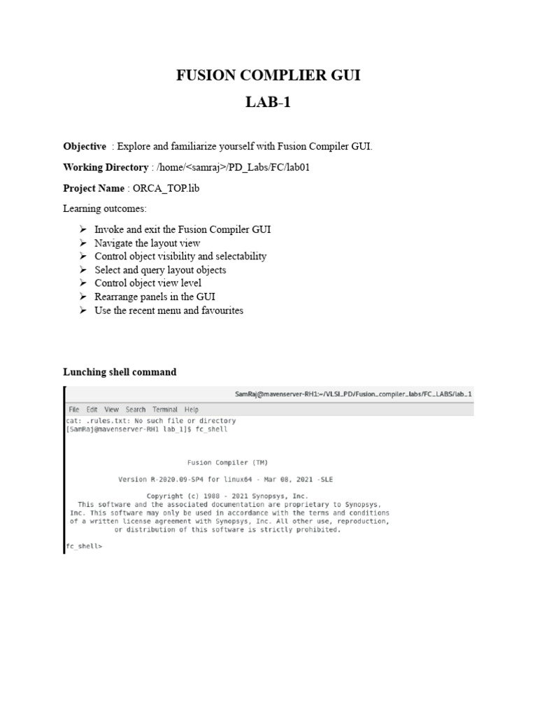Fusion Compiler GUI Lab Guide | PDF | Button (Computing) | Cursor (User ...