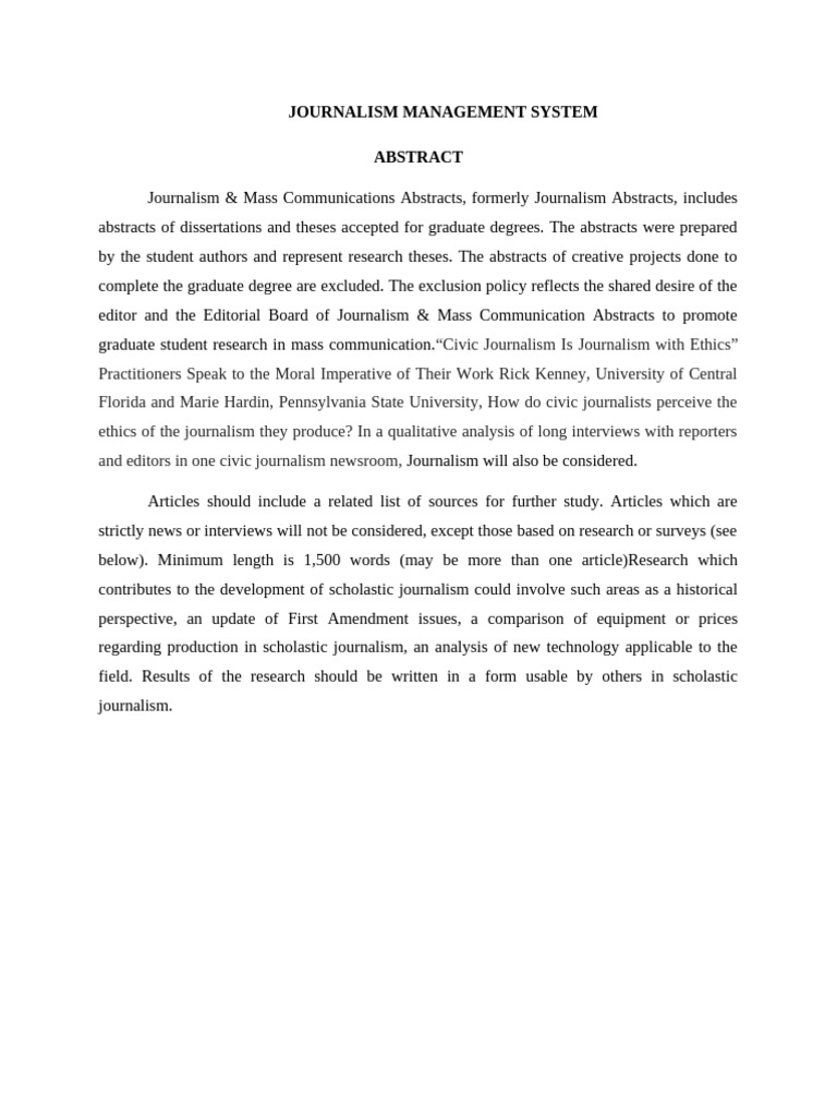 Journalism Management System | PDF | Journalism | News