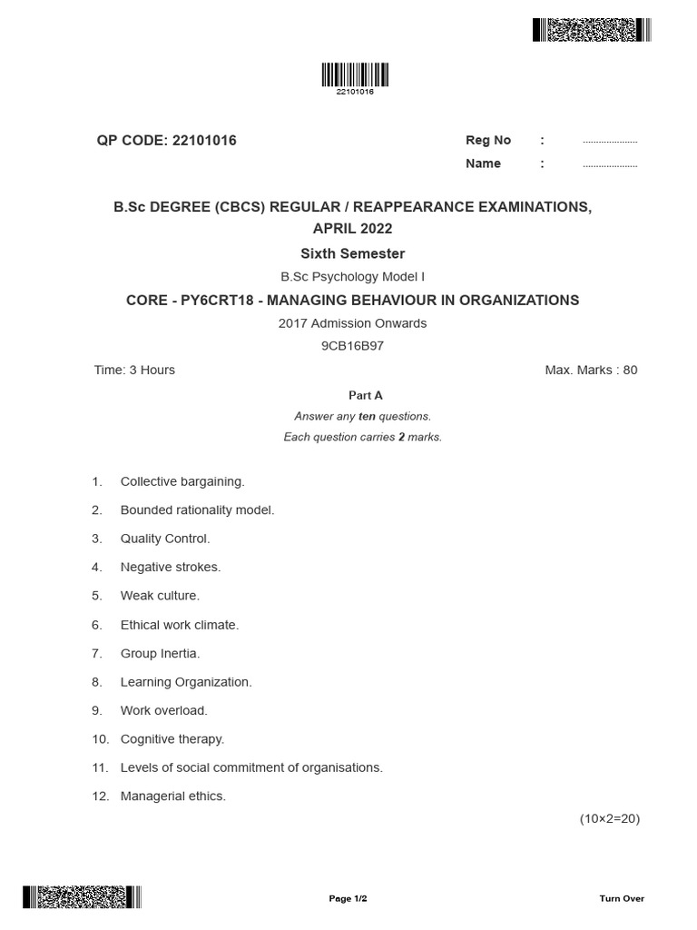 Ps6mbo 2022 Aprl Managing Behaviour of Organisation | PDF ...