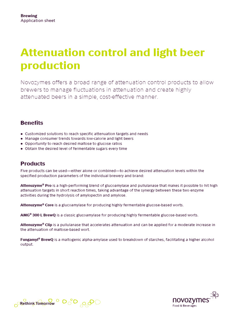 Attenuation Control and Light Beer Production | PDF | Brewing | Beer