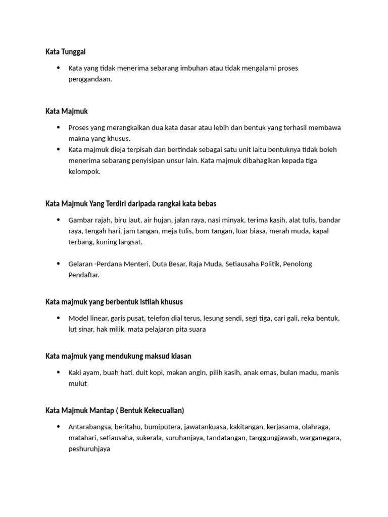 Definisi dan Contoh Kata Majmuk | PDF