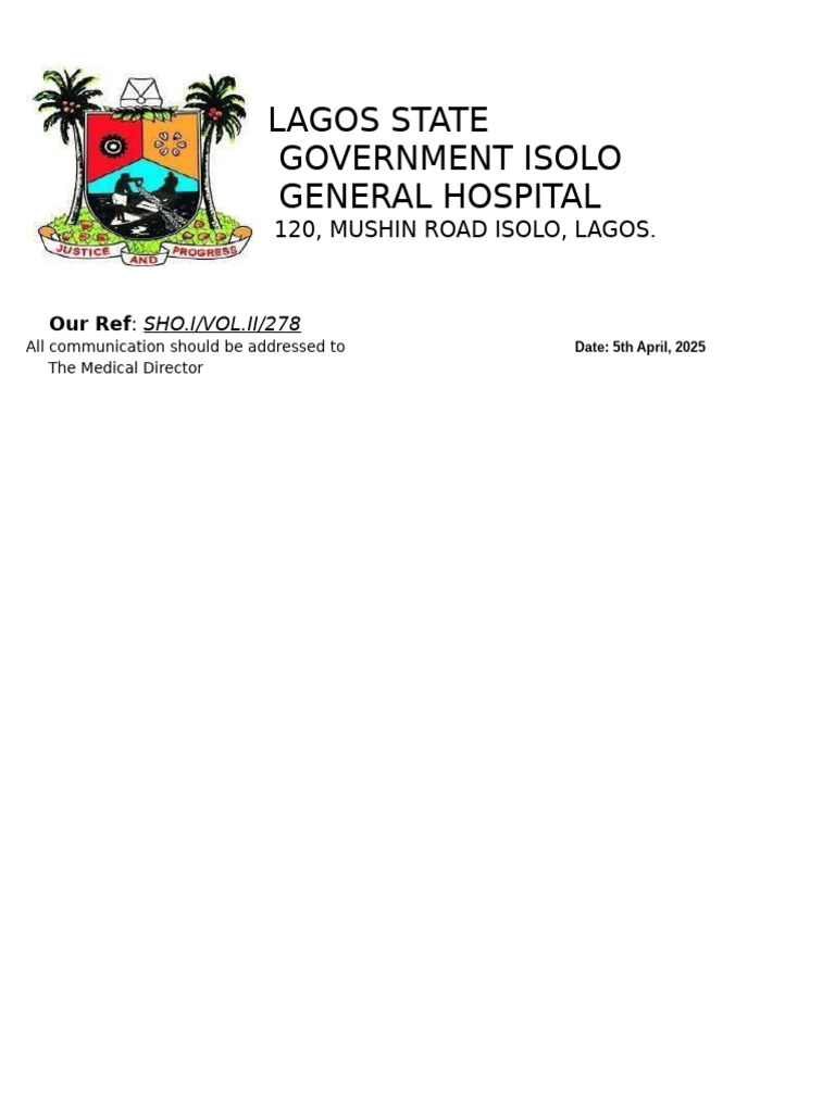 Isolo General Hospital Medical Report | PDF