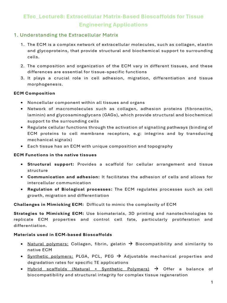 Extracellular Matrix-Based Bioscaffolds For Tissue Engineering Applications | PDF ...