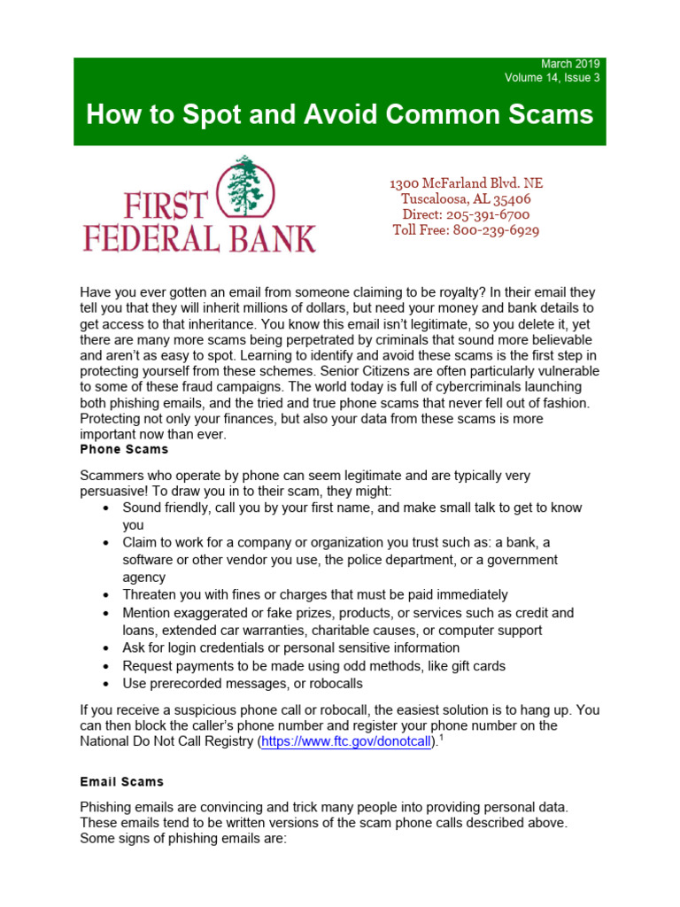CyberNewsMarch2019 - HOW TO SPOT AND AVOID COMMON SCAMS | PDF ...