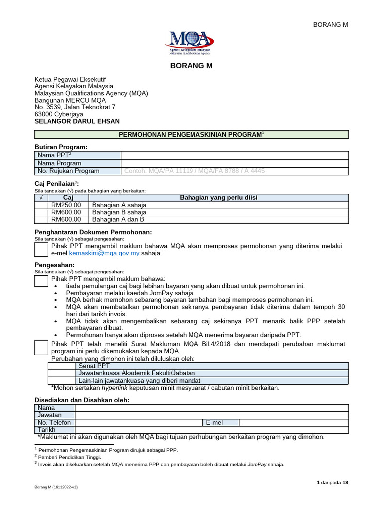 Borang M | PDF