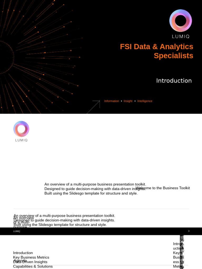 LUMIQ Business Intelligence Presentation | PDF | Corporate Jargon | Information Technology