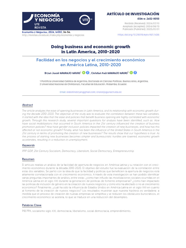 Business Ease and Economic Growth in Latin America | PDF | Errors And ...