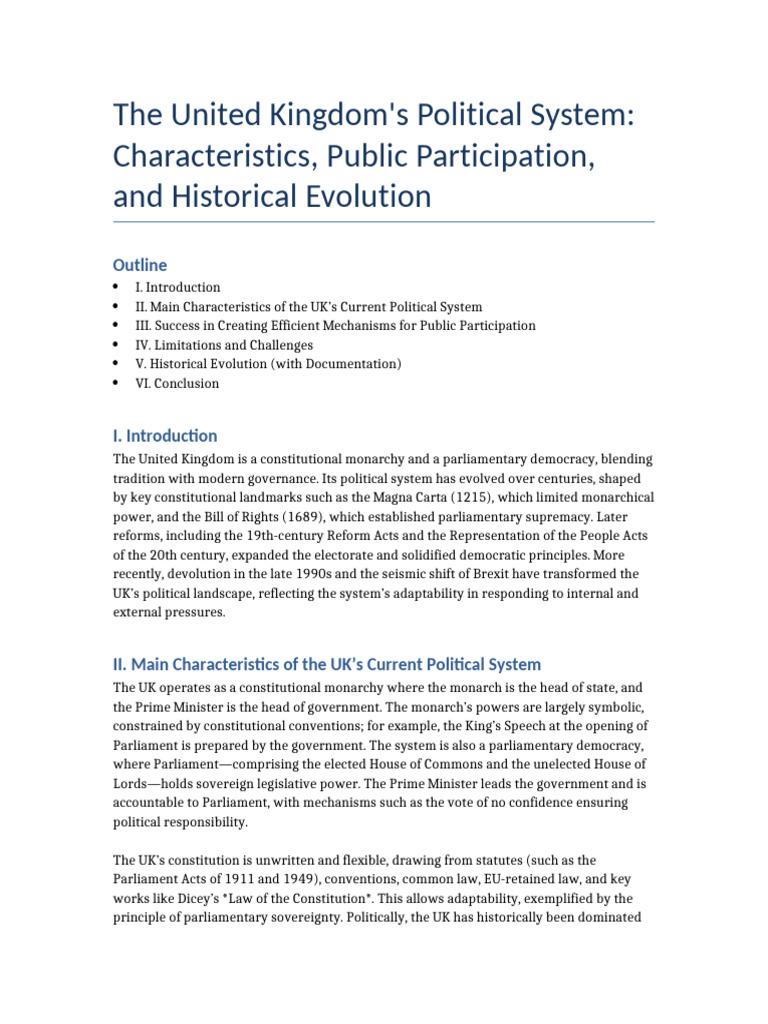 UK Political System Answer | PDF | Parliament | Democracy