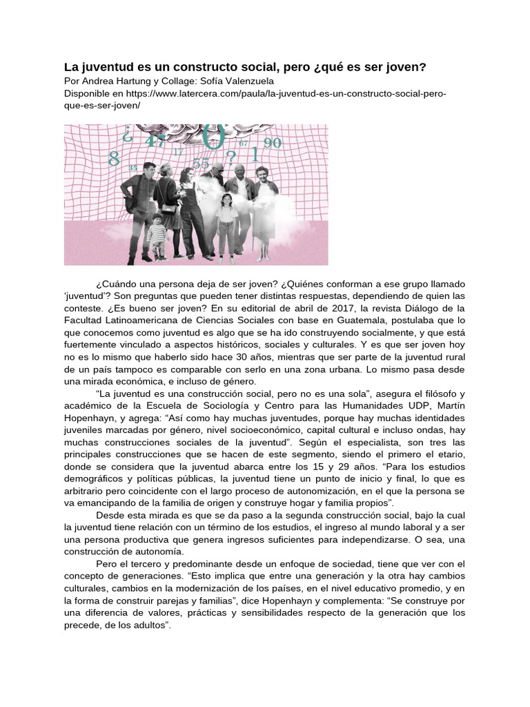 Diagnóstico - La Juventud Es Un Constructo Social | PDF | Género | Estudios de género