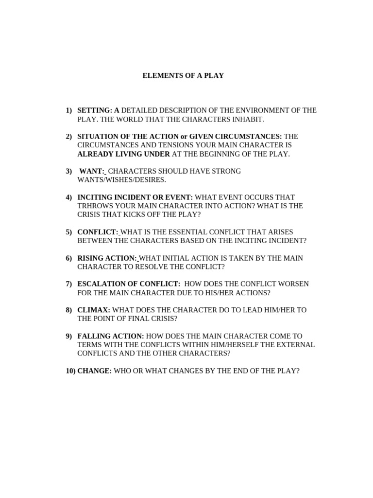 Elements of A Play | PDF