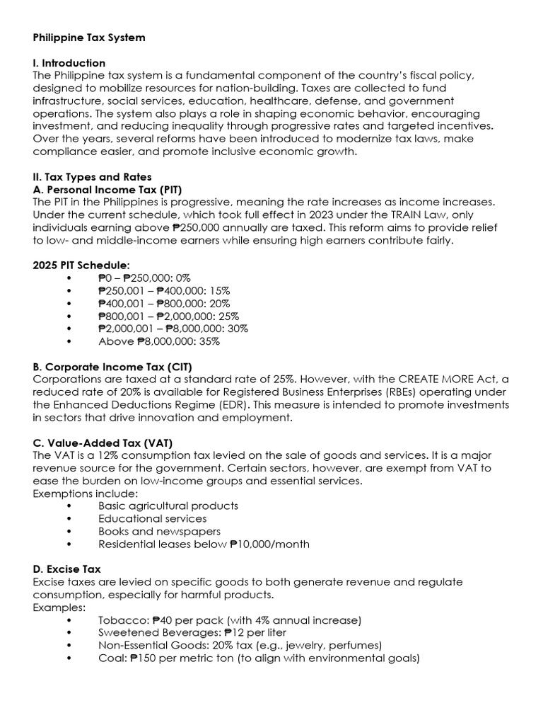 Overview of the Philippine Tax System | PDF | Taxes | Excise