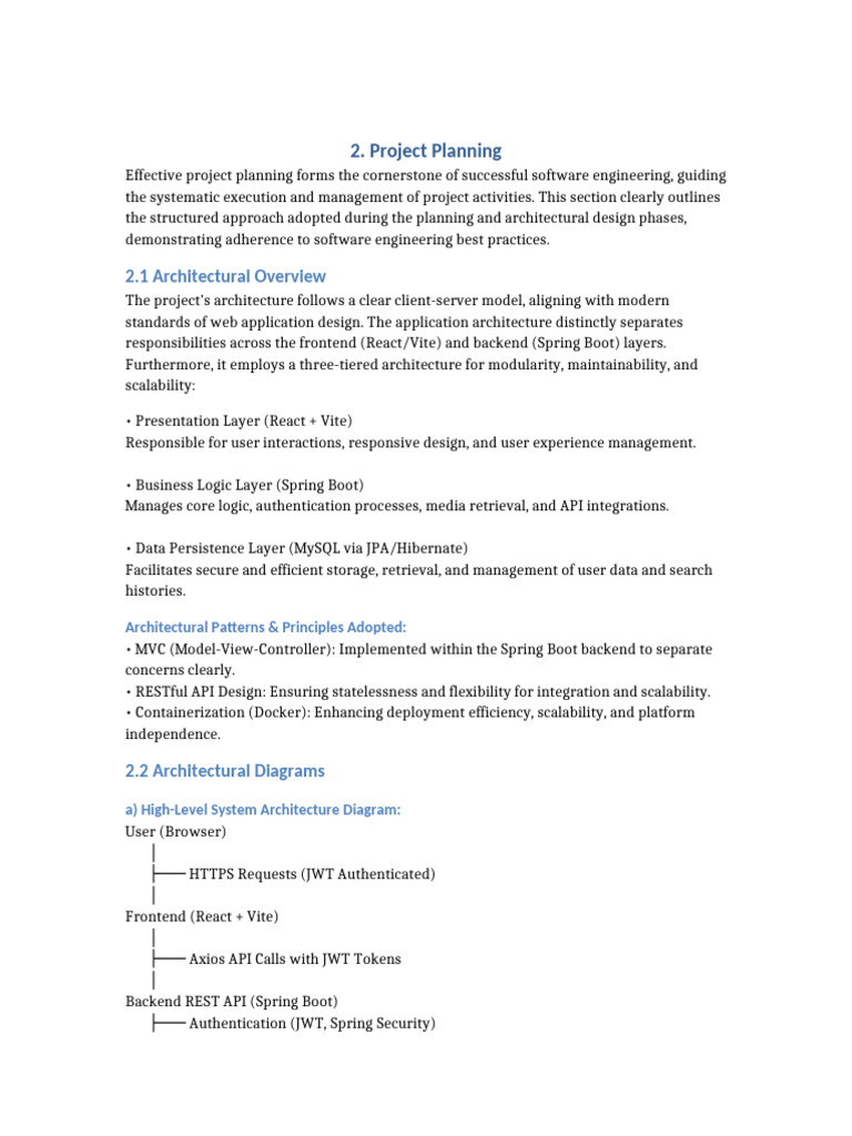 Project Planning Report | PDF | Model–View–Controller | Software Architecture