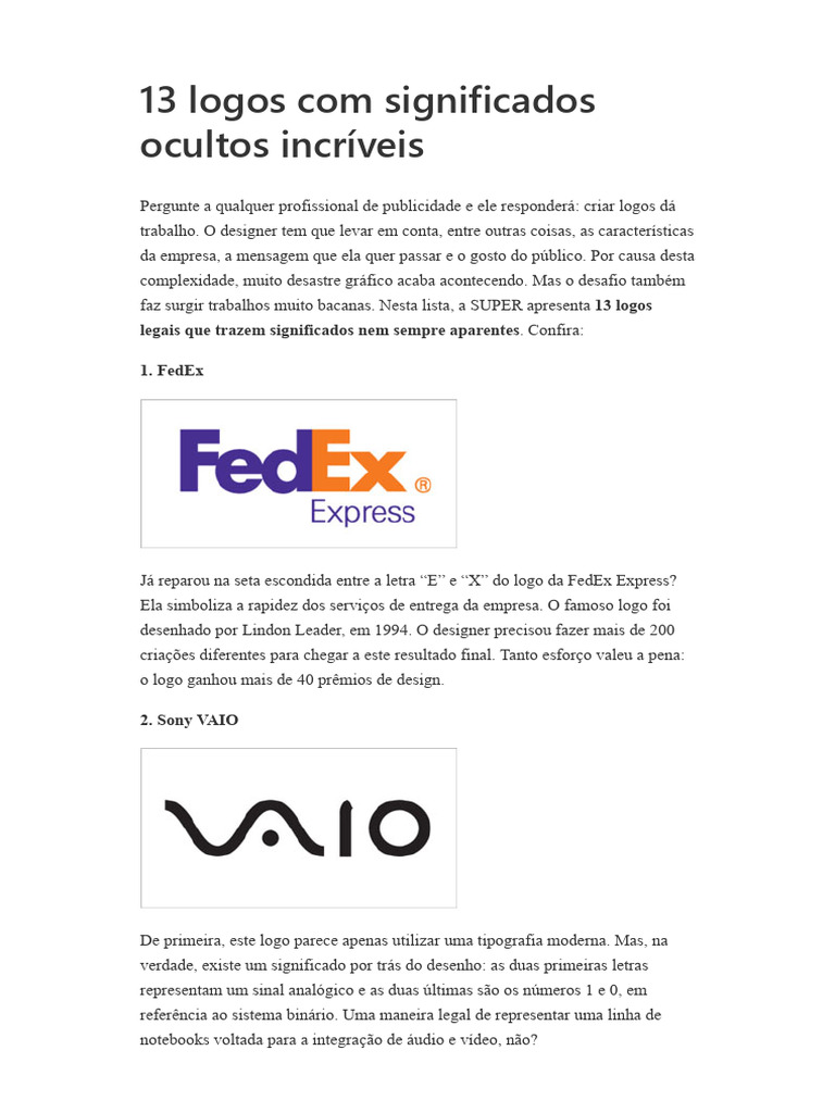 13 logos com significados ocultos incríveis | PDF | Publicidade
