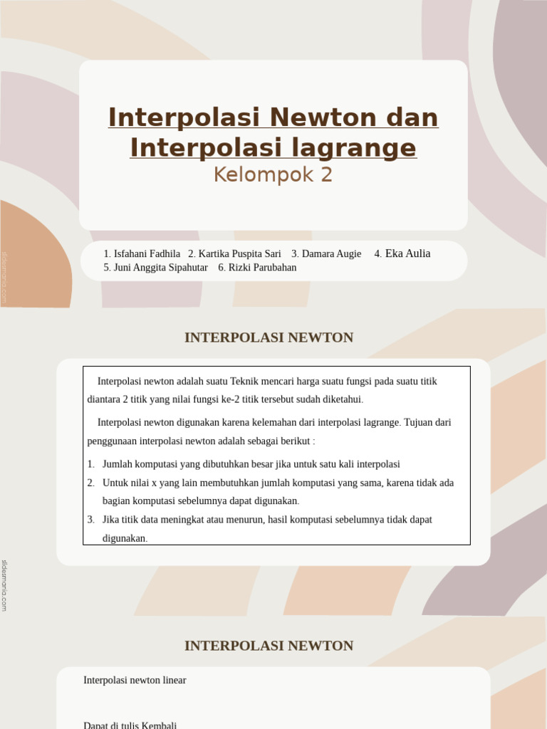 Kelompok 2. Interpolasi Newton Dan Interpolasi Lagrange | PDF