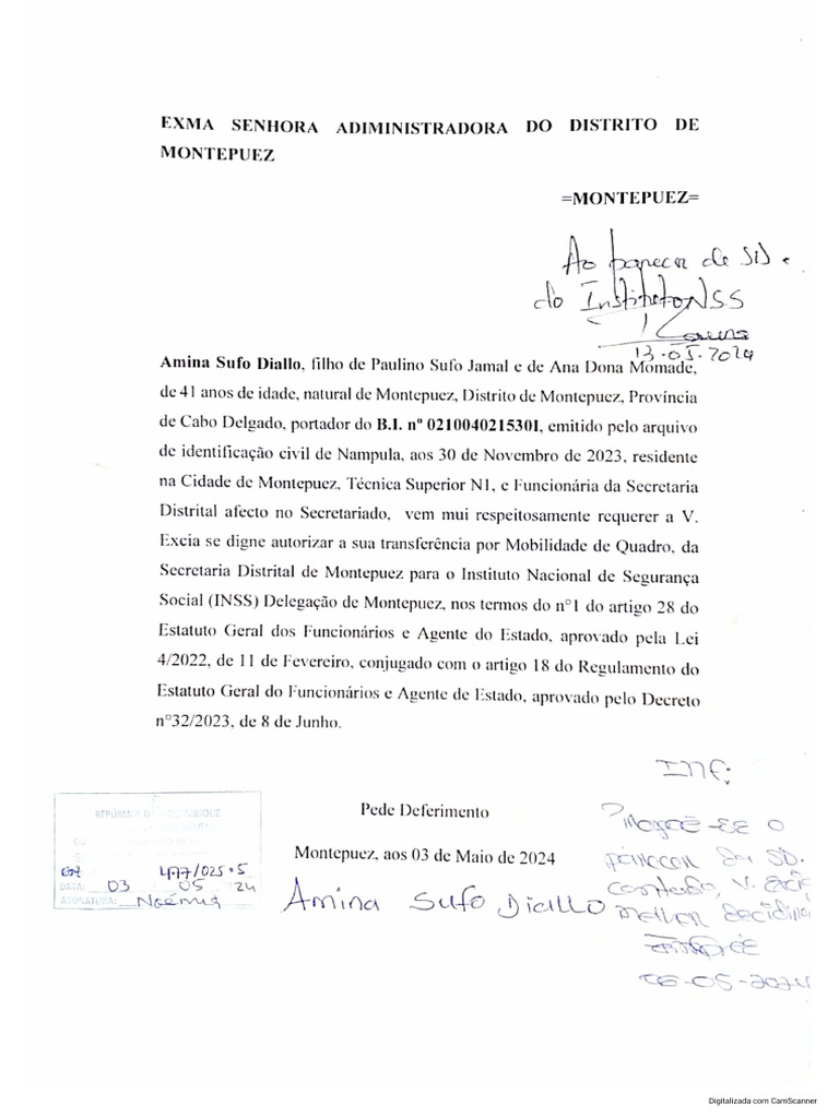 Requerimento Amina Diallo 20-05-2024 11.00 | PDF