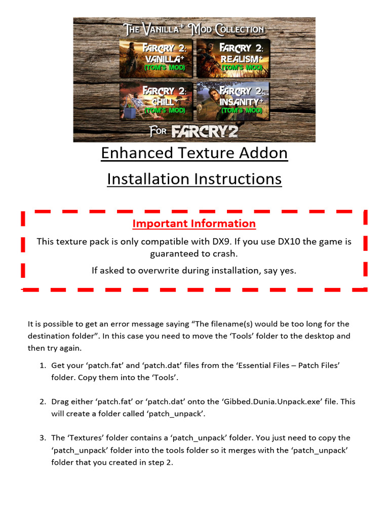 Installation Instructions (Enhanced Texture Addon) | PDF