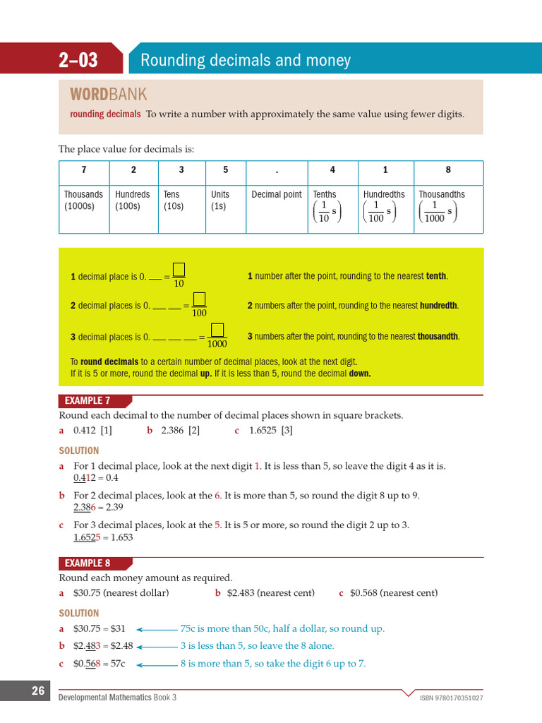 2-03 Rounding Decimals and Money | PDF | Significant Figures | Encodings