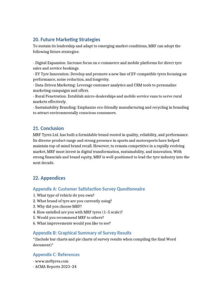 MRF Marketing Project Report | PDF