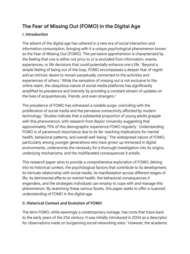 Understanding FOMO in the Digital Age | PDF | Adolescence | Self Esteem