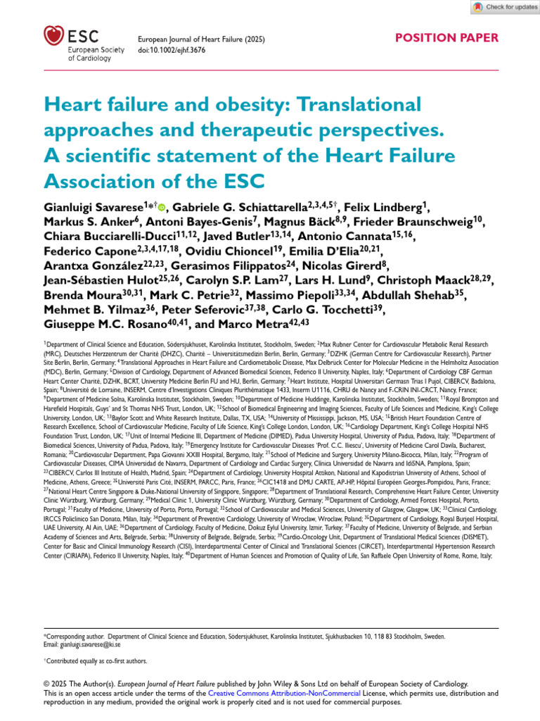 Heart Failure and Obesity: Insights & Approaches | PDF | Obesity ...